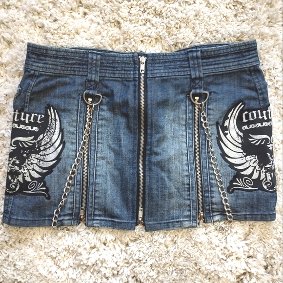 Kimikal | Skirts | Kimikal Couture Logo Punk Rocker Biker Harley Chain ...